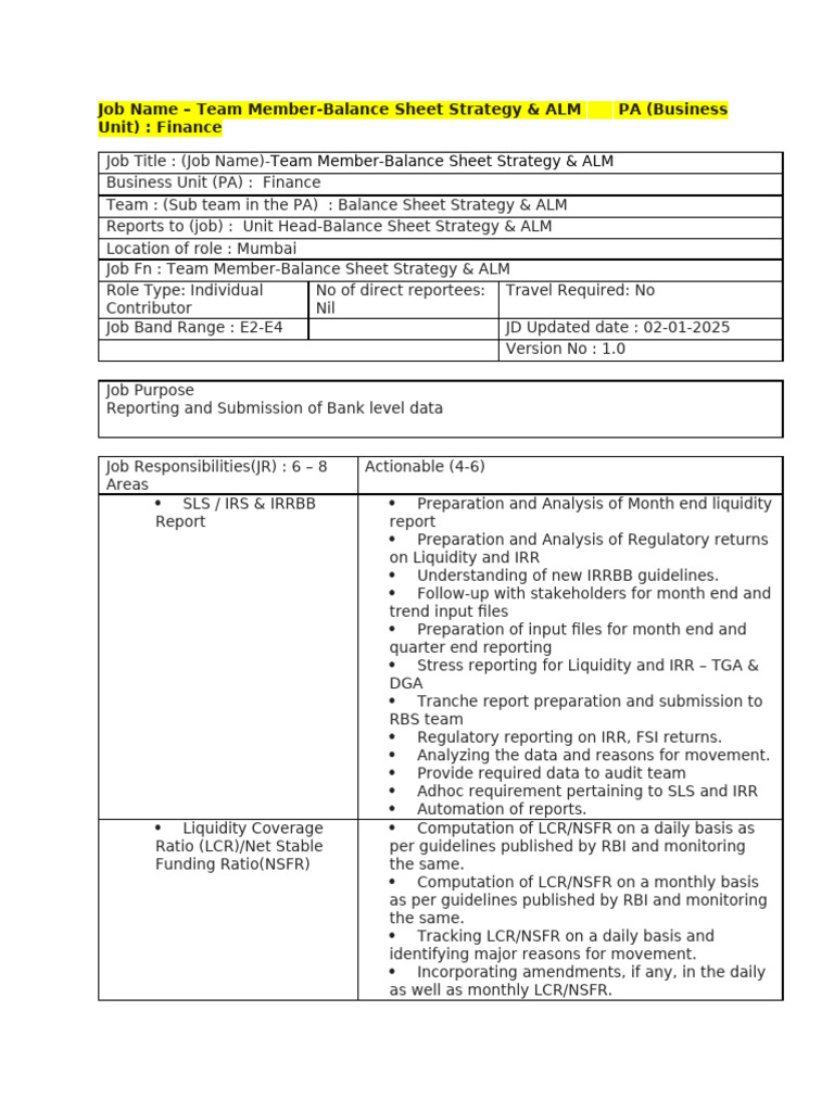 HDFC Bank - Team Member-Balance Sheet Strategy & ALM | PDF | Regulatory ...