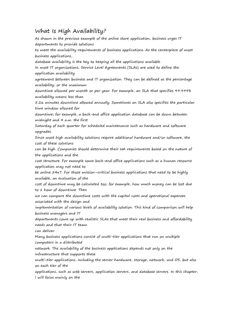 What Is High Availability | PDF | Scalability | Databases