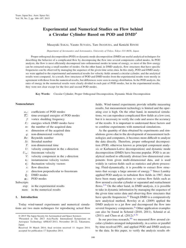 Sakai ExperimNumericalStudierCircularCyl | PDF | Principal Component ...