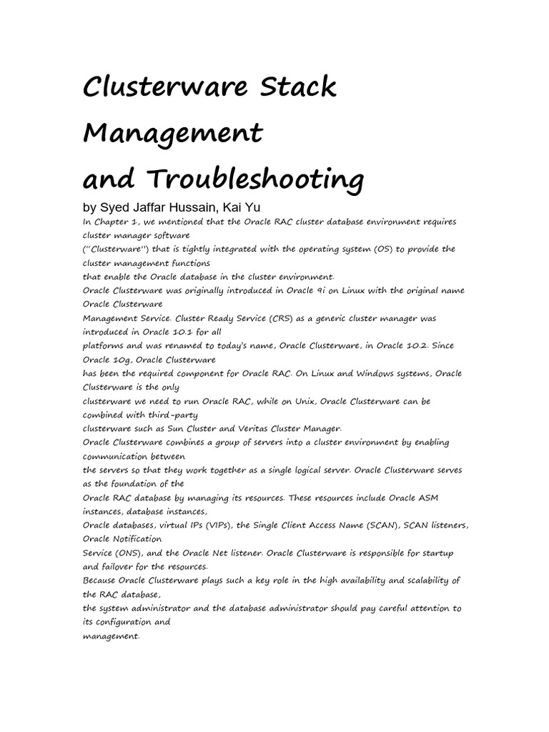 Clusterware Stack Management | PDF | Computer Cluster | Computing
