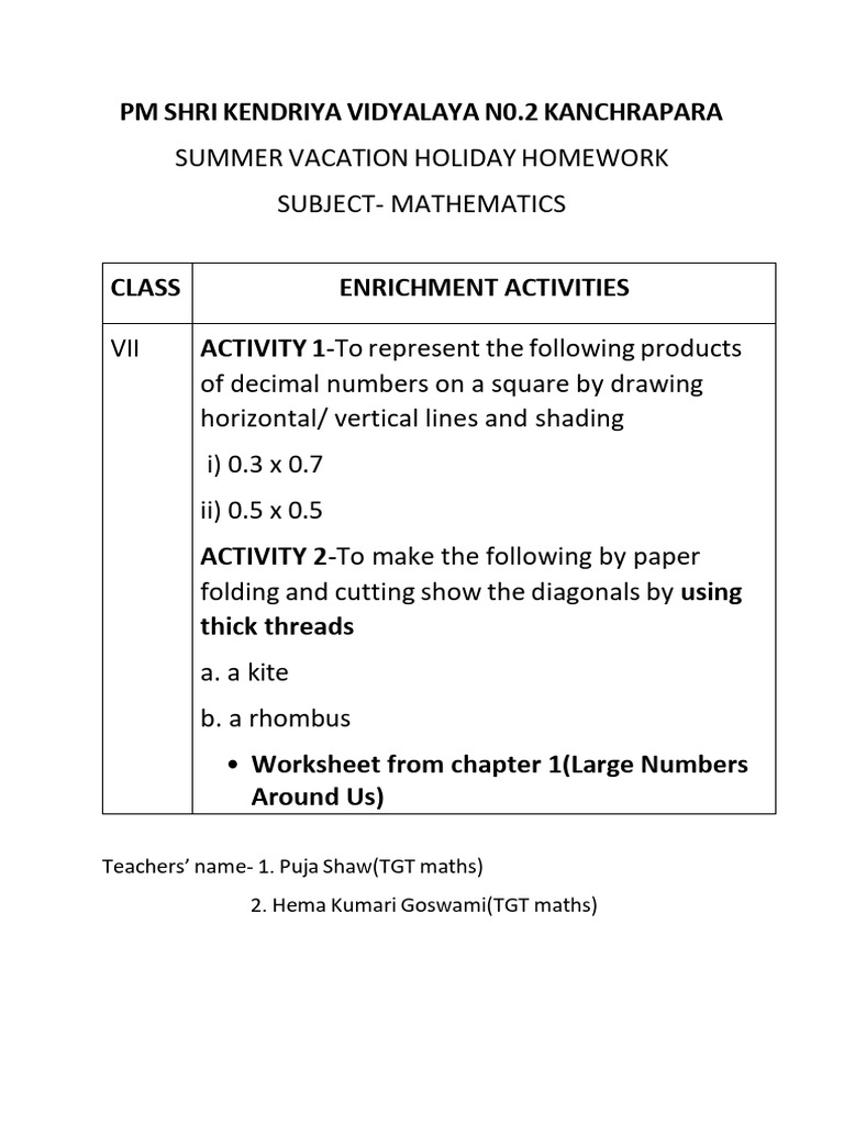 Math HHW Class 7 PDF | PDF