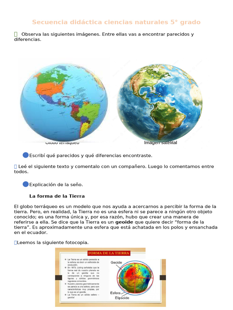 Secuencia Didáctica Ciencias Naturales 5° Movimientos de La Tierra ...