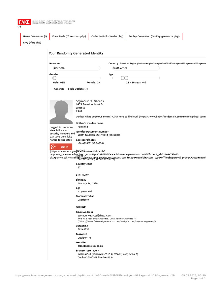 Generate a Random Name - Fake Name Generator | PDF | Computing