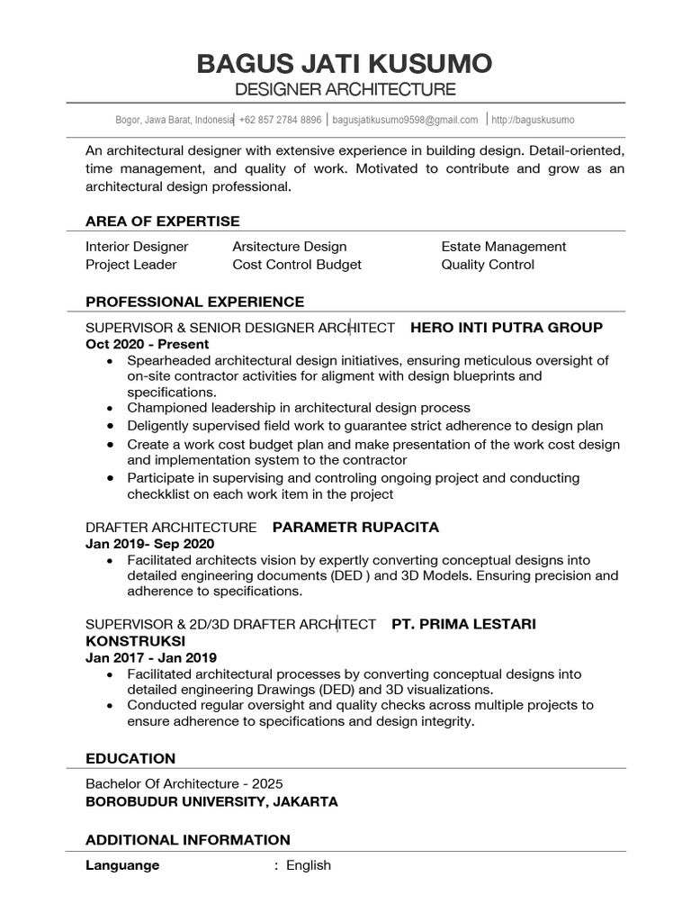 CV Bagus Jati Kusumo - 2025 | PDF
