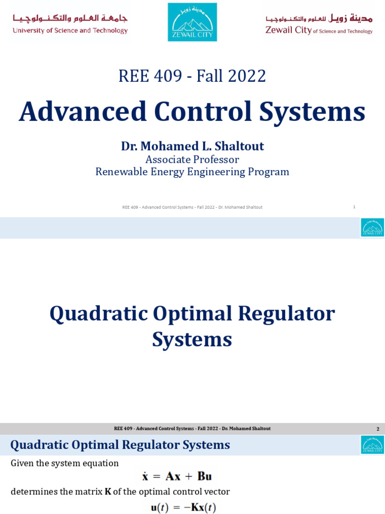 07-Linear Quadratic Regulator | PDF | Matrix (Mathematics) | Optimal Control