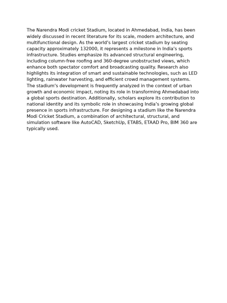 Narendra Modi Stadium: Capacity & Design | PDF
