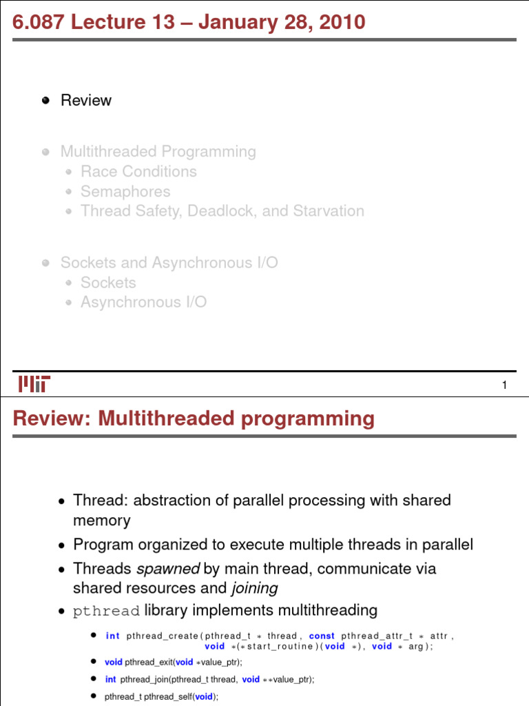 MIT6 087IAP10 Lec13 | PDF | Thread (Computing) | Port (Computer Networking)