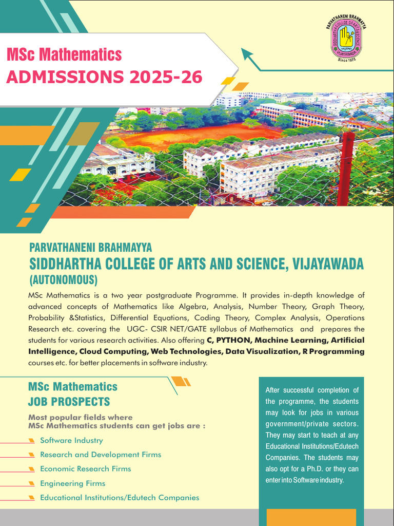 MSc Mathematics Admissions 2025-26 | PDF | Mathematics