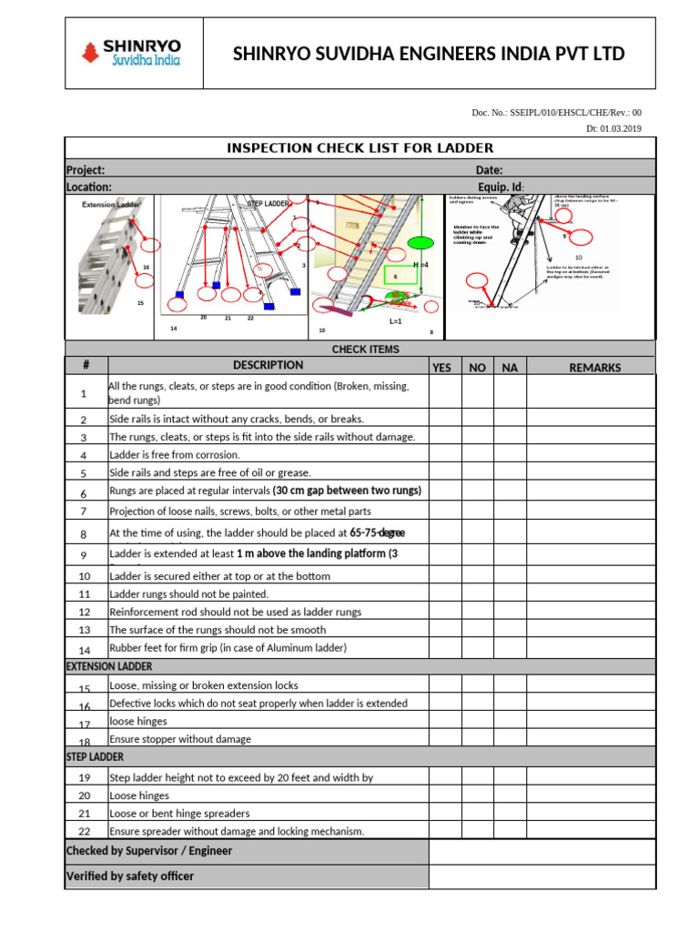 Ladder Inspection Checklist | PDF | Ladder | Mechanical Engineering