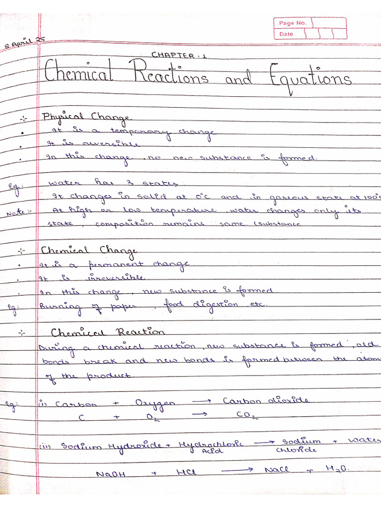 (Class - 10) Chemical RXN &equations | PDF