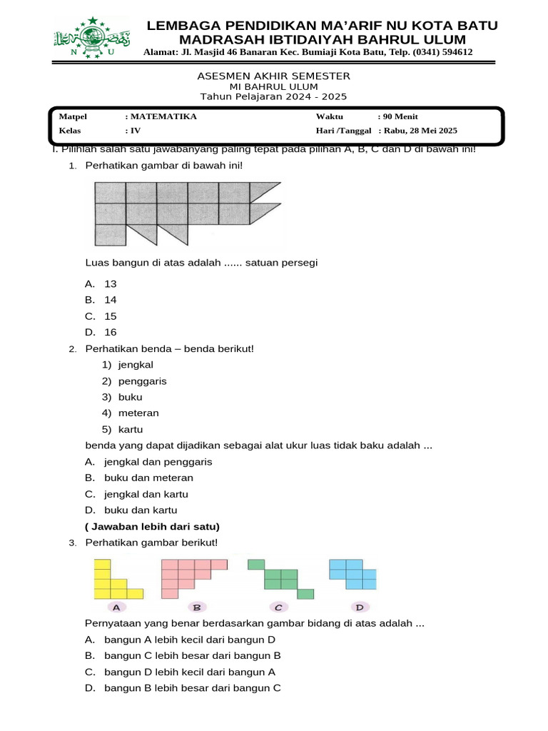 Soal Asesmen Sumatif Genap Matematika | PDF