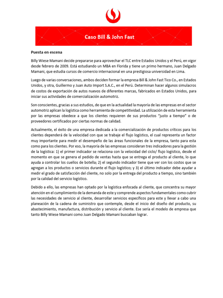 Caso Bill & John Fast Tico Co. | PDF | Logística | Business