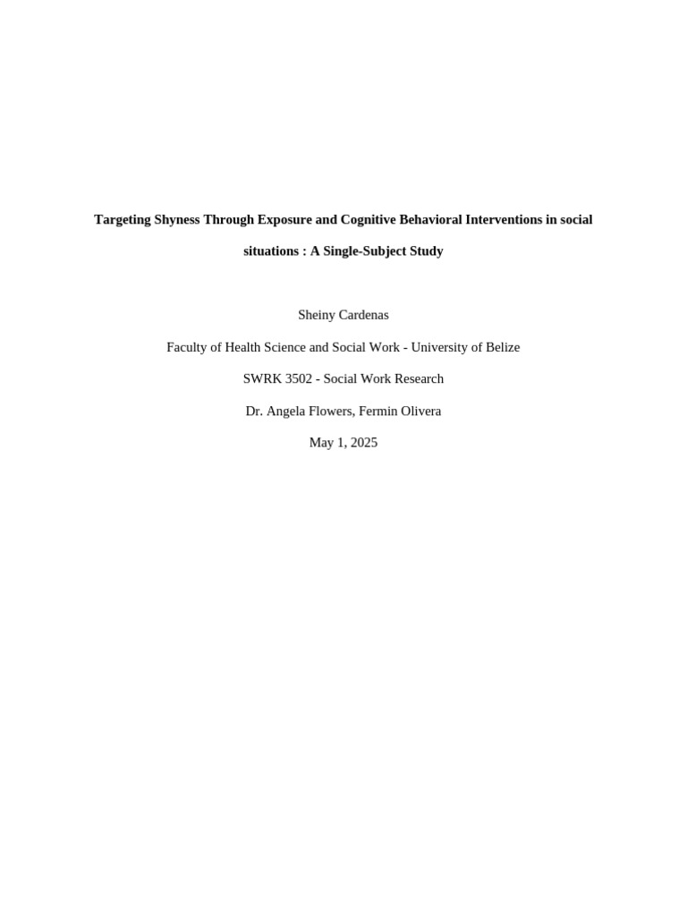 The Impact of Gradual Social Engagement Exercises On Shyness in ...