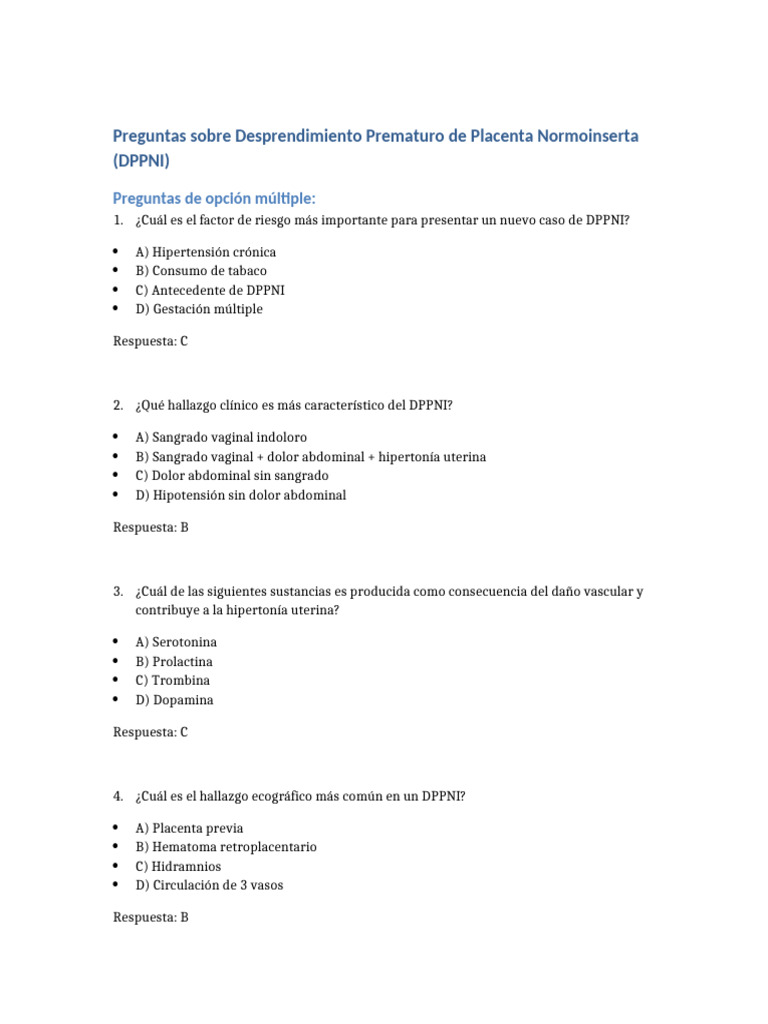 Preguntas DPPNI | PDF