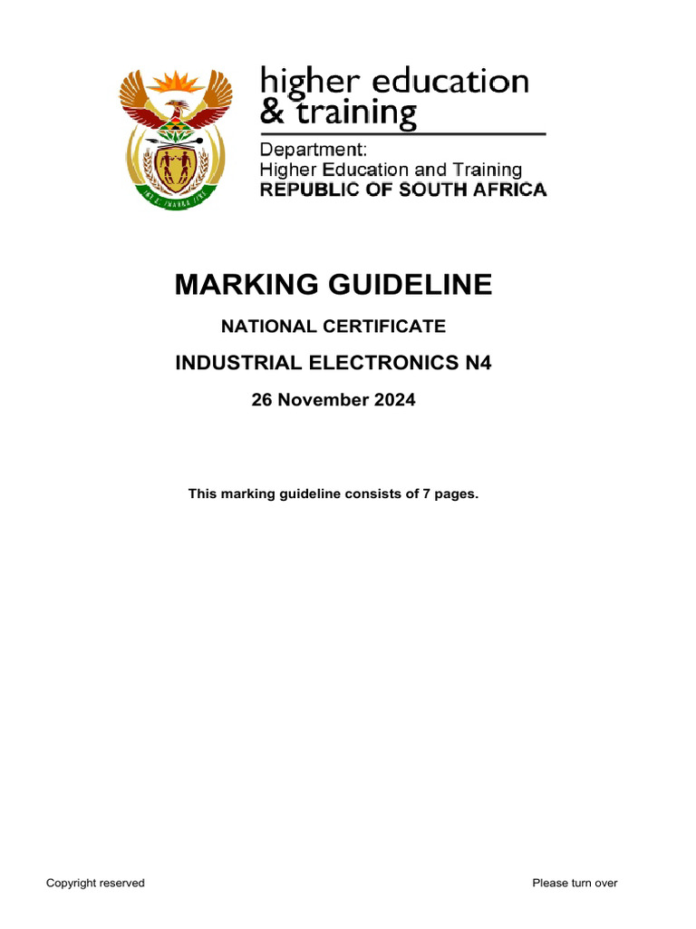 N4 Industrial Electronics Marking Guide | PDF | Power Electronics | Voltage