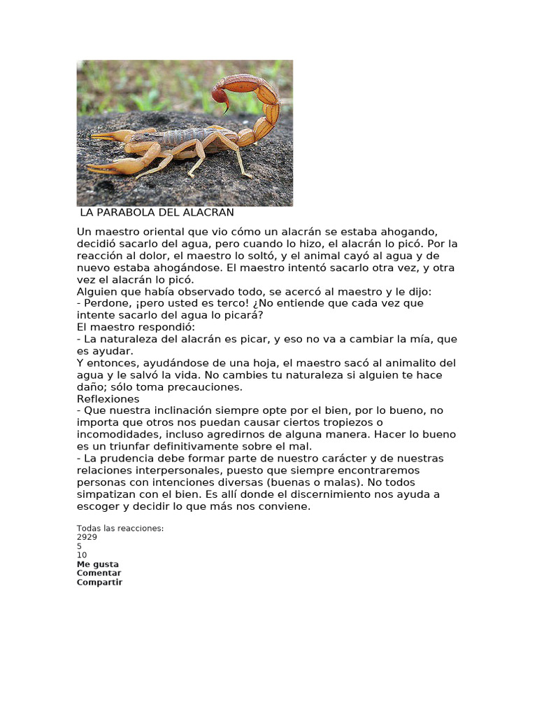 La Parábola del Alacrán: Reflexiones sobre la Naturaleza | PDF