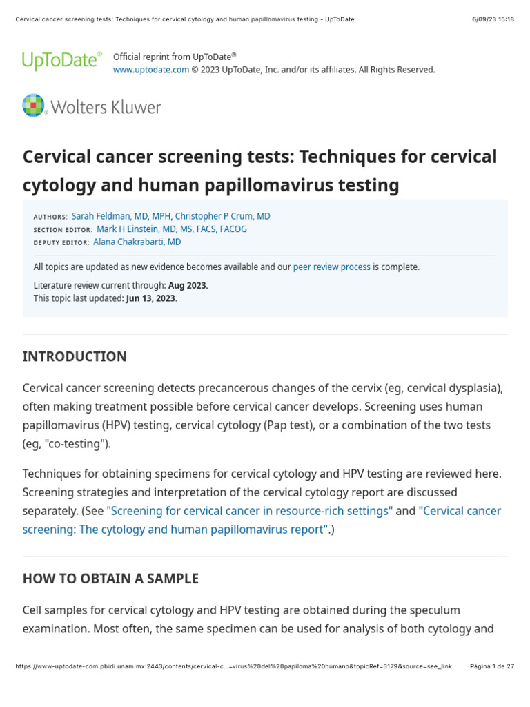 Cervical Cancer Screening Techniques | PDF | Cervical Cancer ...