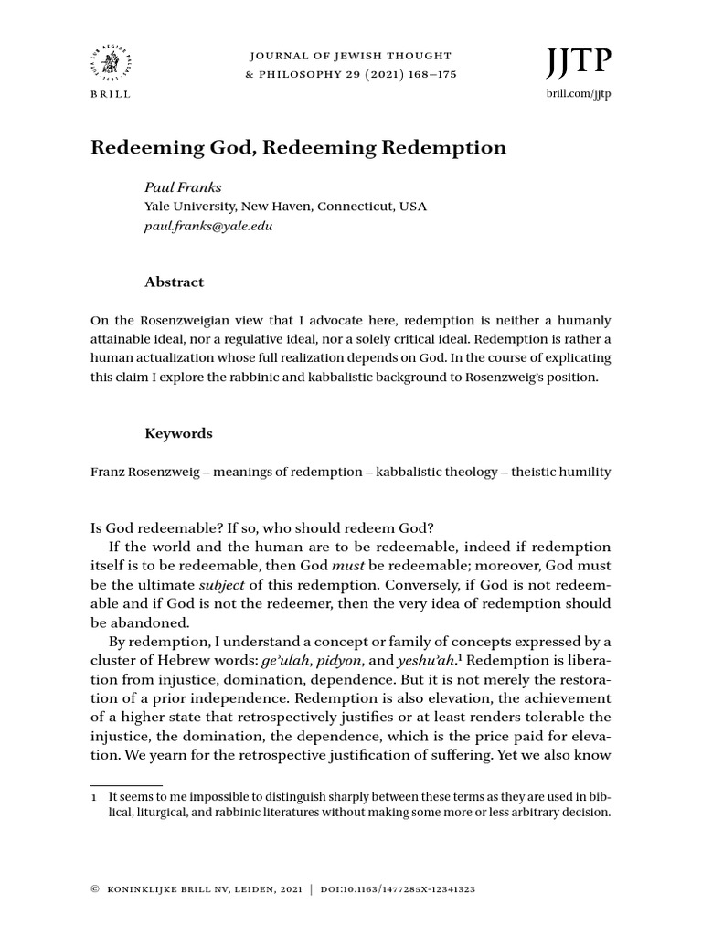 Redeeming God, Redeeming Redemption | PDF | Kabbalah | Redemption ...