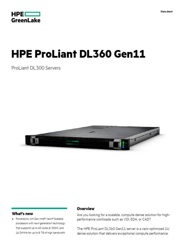 HPE ProLiant DL360 Gen11-DataSheet | PDF | Computing | Computer Hardware