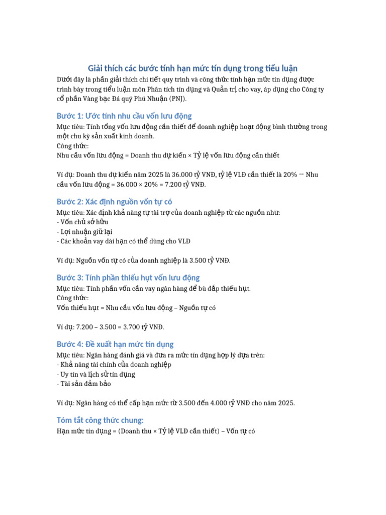 Giai Thich Cach Tinh Han Muc Tin Dung | PDF