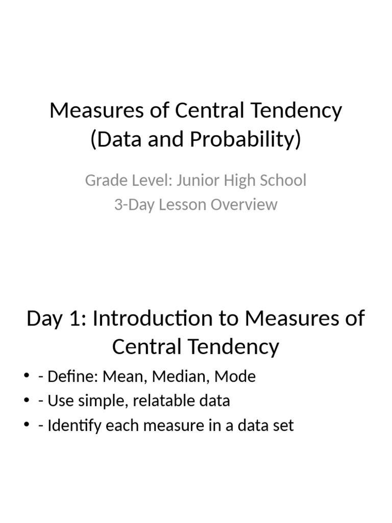 Measures of Central Tendency Lesson | PDF