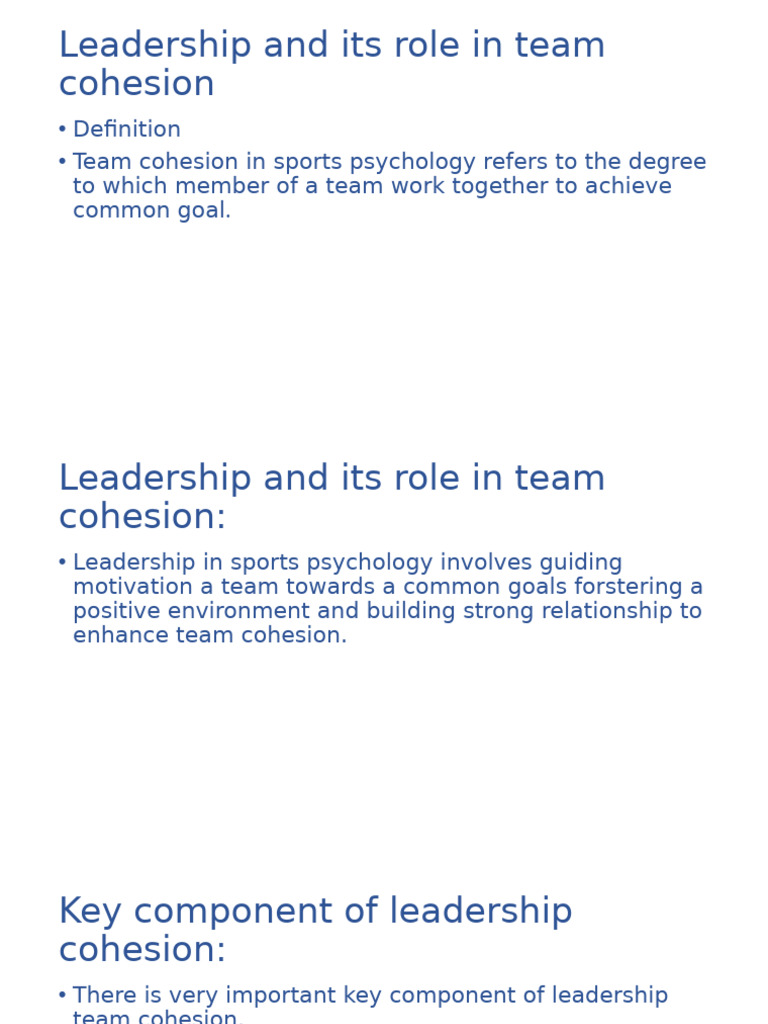 Leadership and Its Role in Team Cohesion | PDF