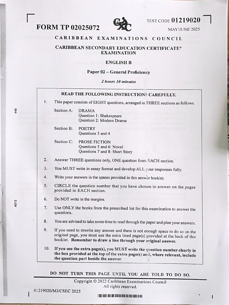 CSEC English B P2 | PDF