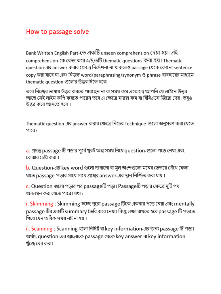 Passage Solve Technique and Sample Questions | PDF | Phrase | Climate ...