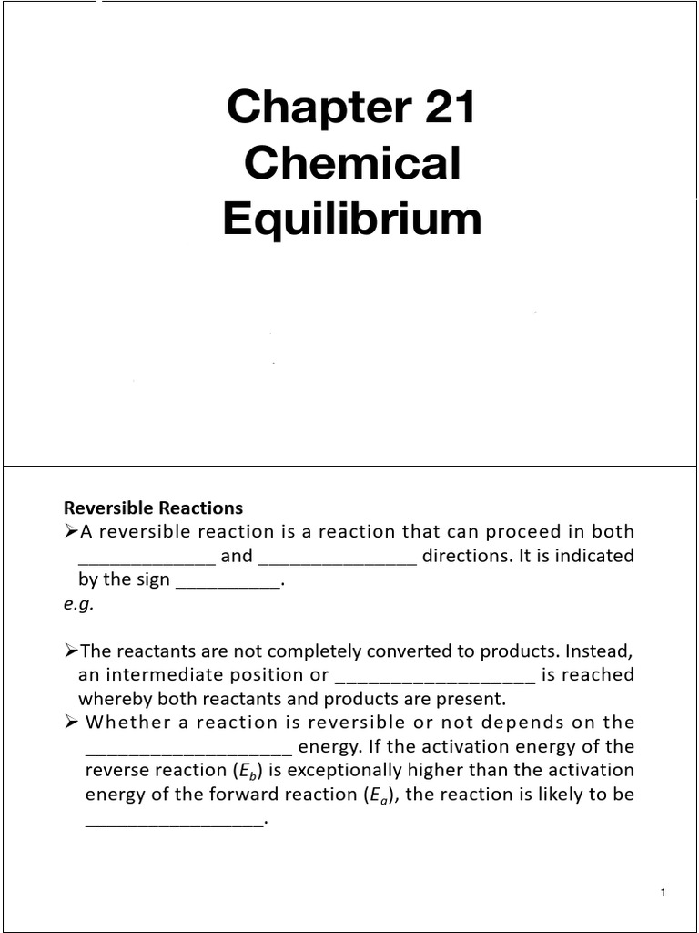 C21 Chemical Equilibrium | PDF | Acid | Chemical Equilibrium