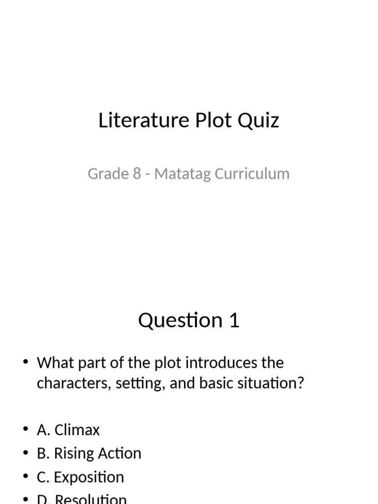 Literature Plot Quiz Grade8 | PDF Literature Plot Quiz Grade8 | PDF