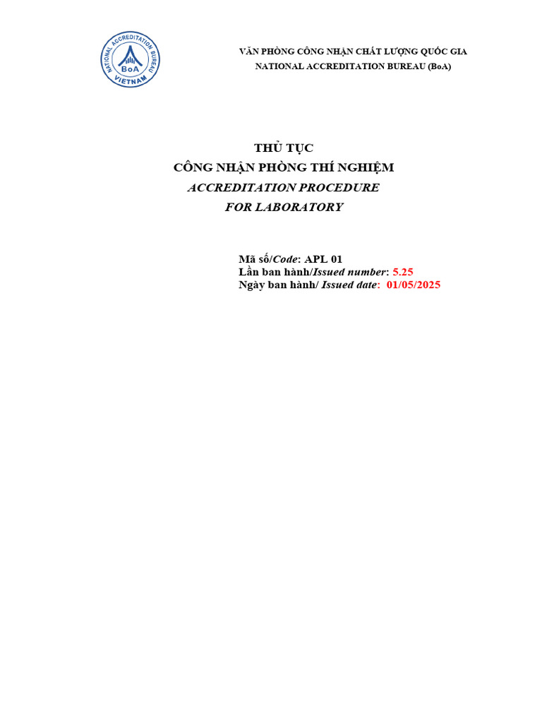 APL 01. Laboratory Accreditation Procedure. v5.25 | PDF