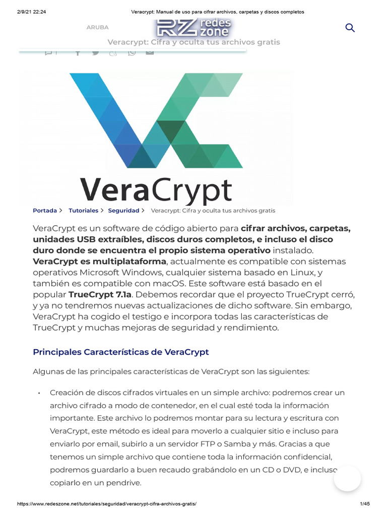 Veracrypt - Manual de Uso para Cifrar Archivos, Carpetas y Discos Completos | PDF | Archivo de ...