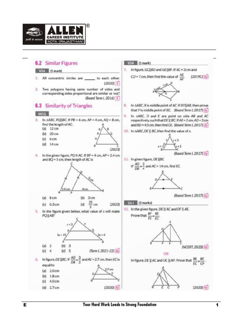 Triangles - PYQ - Que | PDF