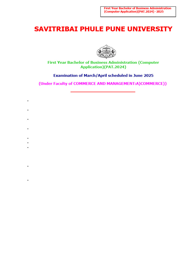 Bachelor-of-Business Adminstration (Computer-Application) First Year ...