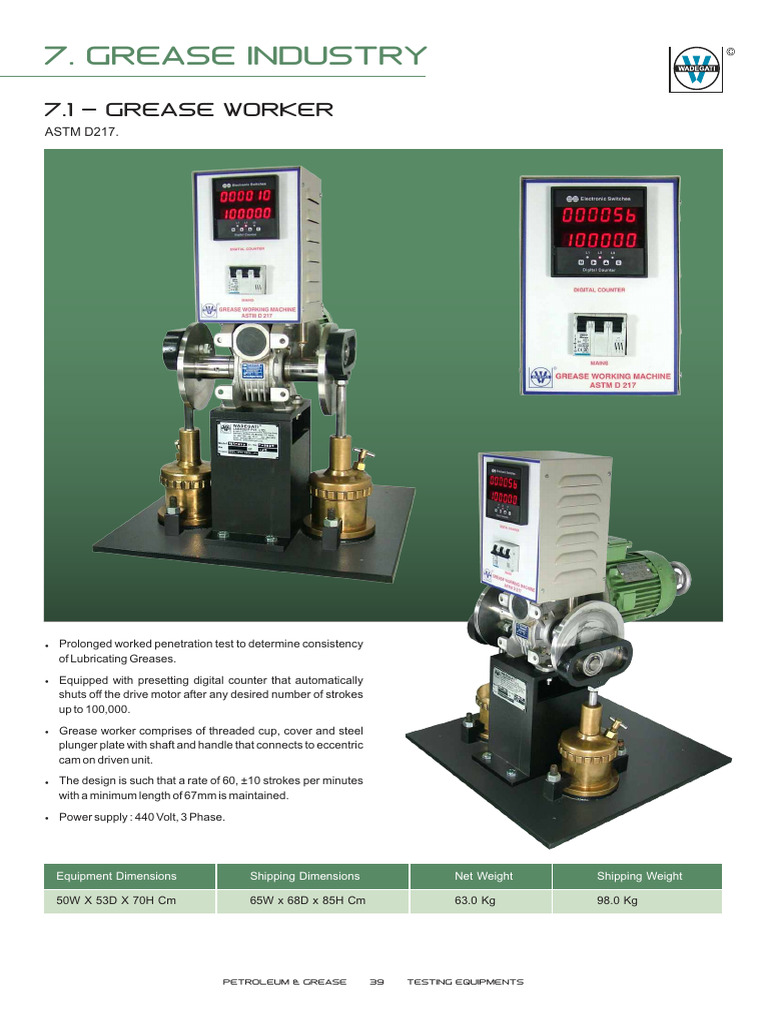 Grease Worker Testing Equipment | PDF