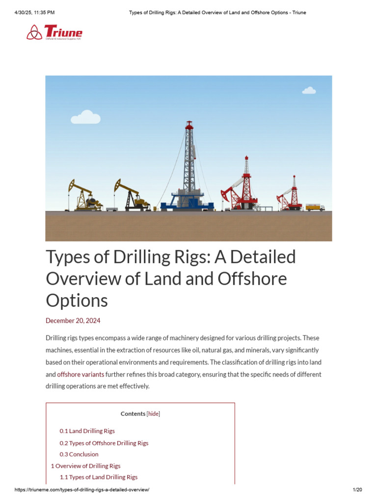 W-Types of Drilling Rigs - A Detailed Overview of Land and Offshore ...