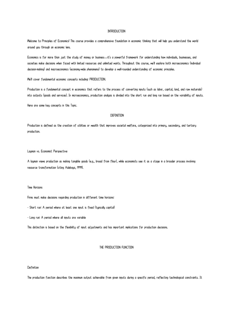 Short and Long Run Production | PDF | Long Run And Short Run | Production Function