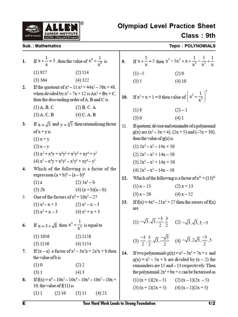 Polynomials | PDF | Abstract Algebra | Arithmetic