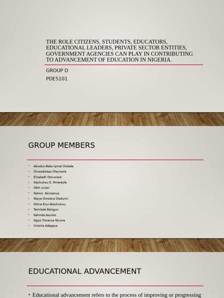 Group D Educational Advancement in Nigeria | PDF | Curriculum | Intelligence