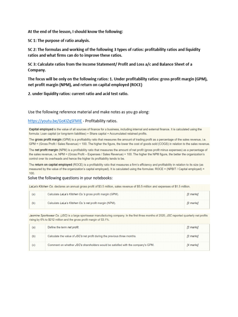 Ratio Analysis - Self Paced Task | PDF
