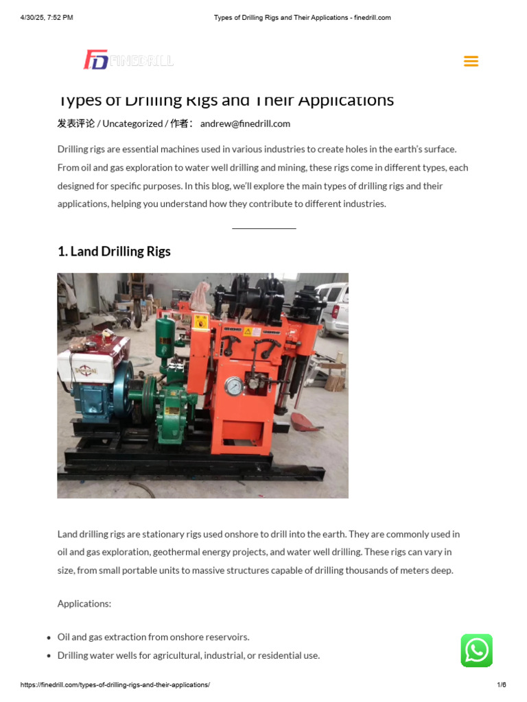 W-Types of Drilling Rigs and Their Applications | PDF | Drilling Rig ...