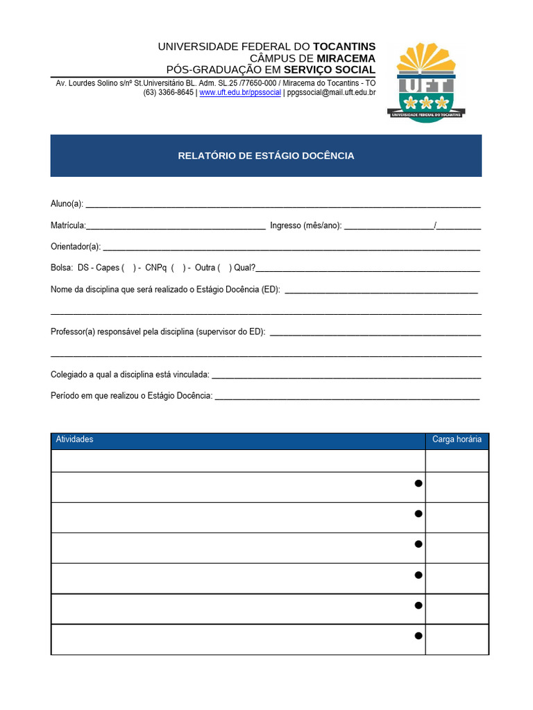 Relatório de Conclusão do Estágio Docência | PDF | Ensino Superior ...