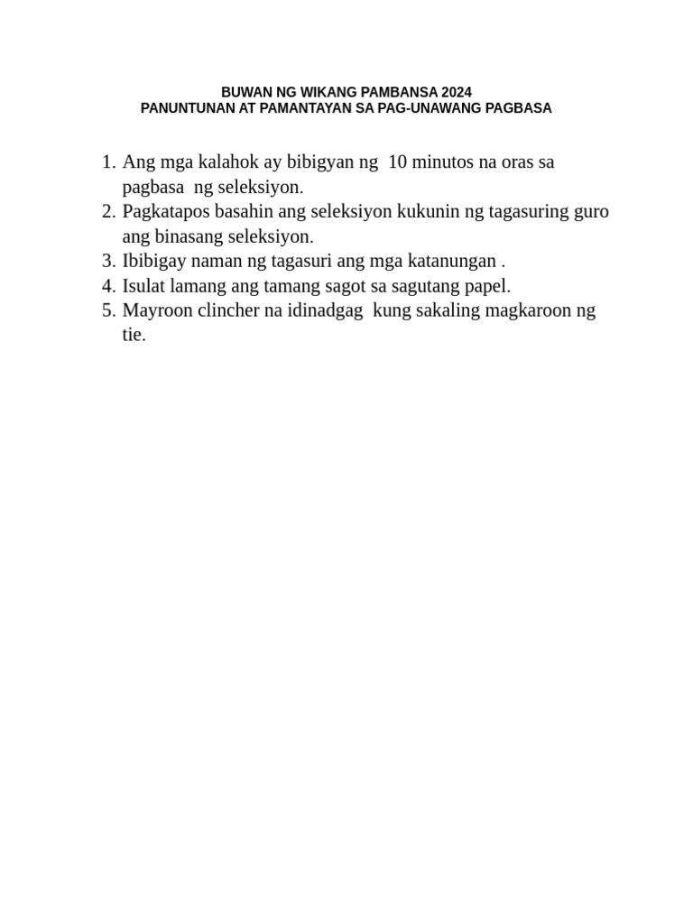 Mga Pamantayan Sa Pagsagot Sa Pagsagot | PDF