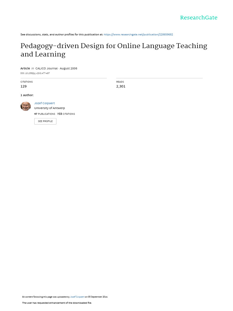 Pedagogy-Driven Design For Online Language Teachin | PDF | Pedagogy | Learning
