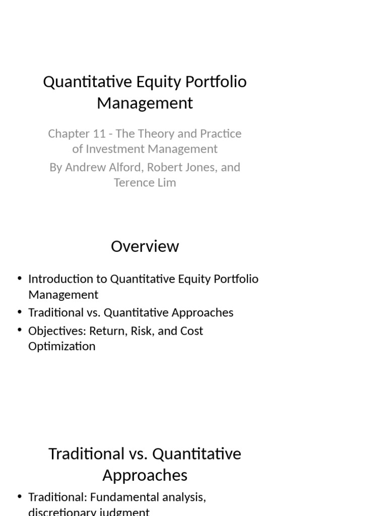 Quantitative Equity Portfolio Management Full | PDF | Modern Portfolio ...