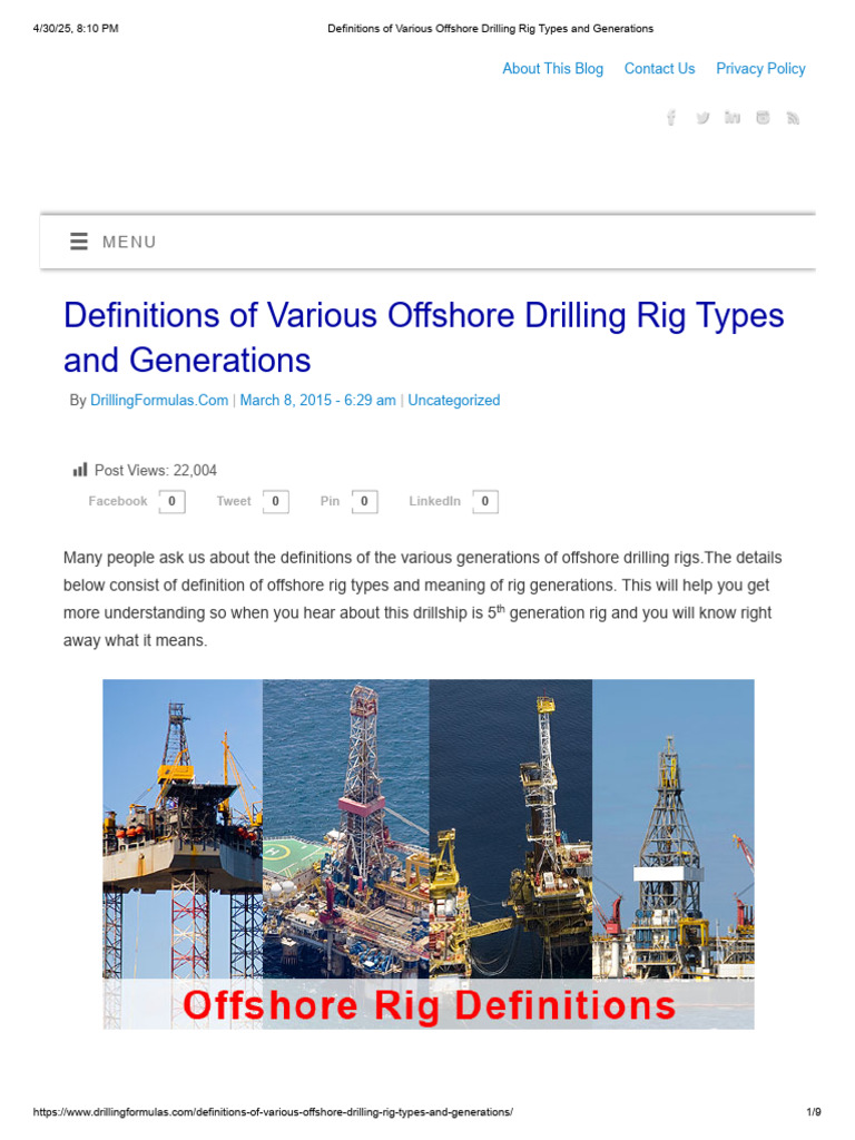 Offshore Drilling Rig Types Defined | PDF | Marine Architecture | Fuel ...