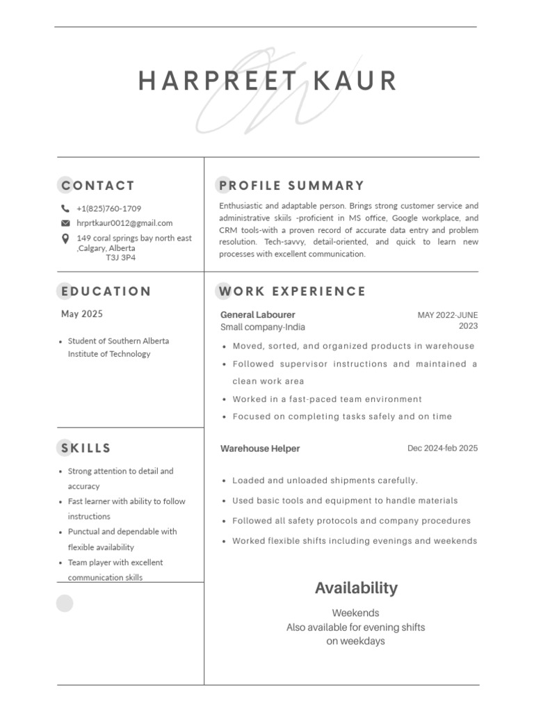 Minimalist White and Grey Professional Resume PDF | PDF