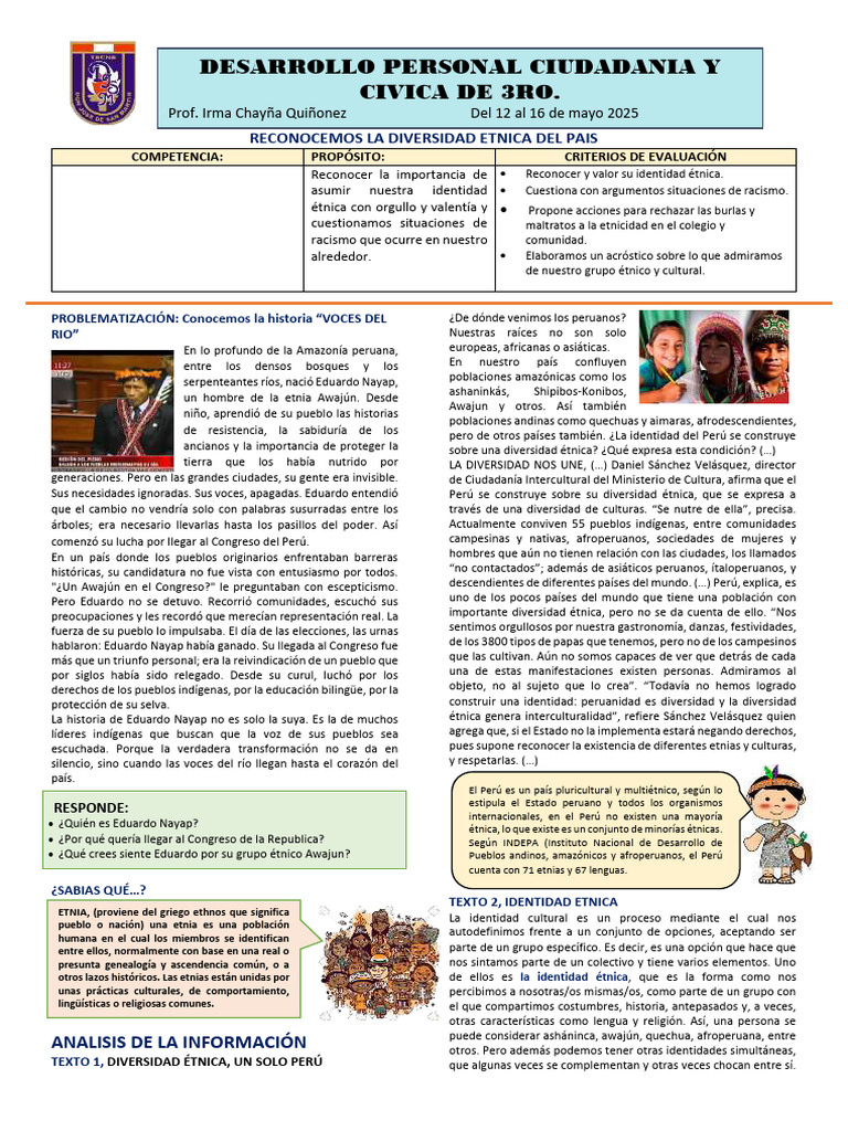 HOJA IMPRESA DPCC Curso | PDF | Etnicidad | Perú
