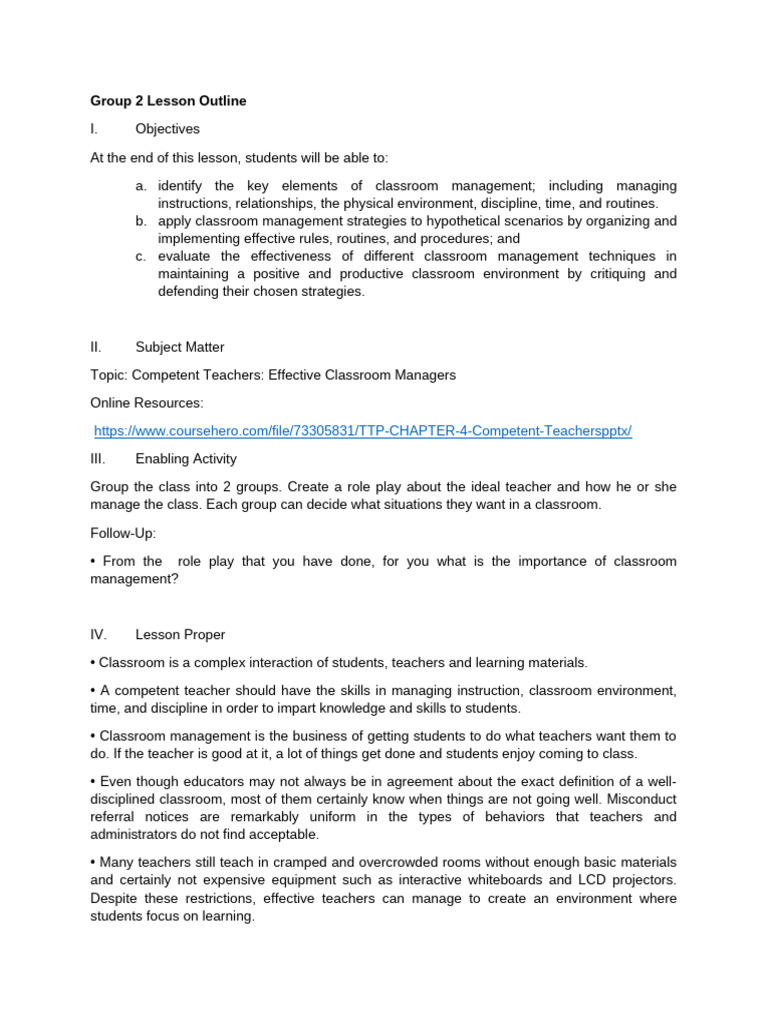 Group 2 Competent Teachers Effective Classroom Managers 1st Semester ...