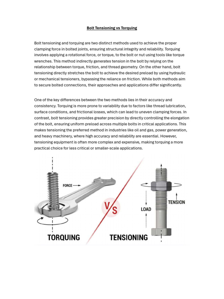 Bolt Tensioning Vs Torquing | PDF